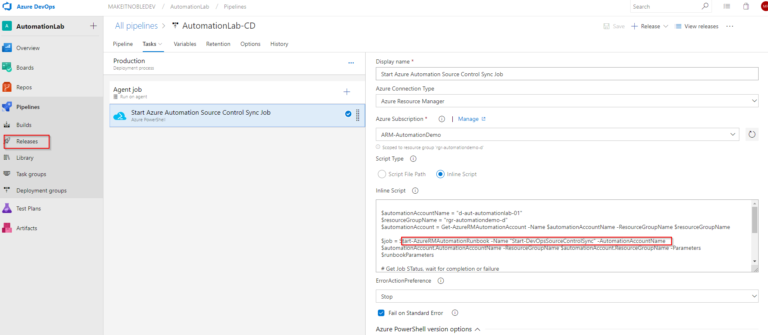 Using Azure DevOps Pipelines with Azure Automation